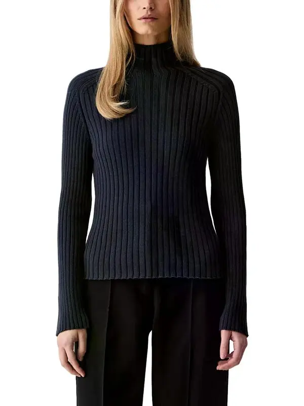 Marc O'polo Ribbed Knit High Neck Sweater - Blue