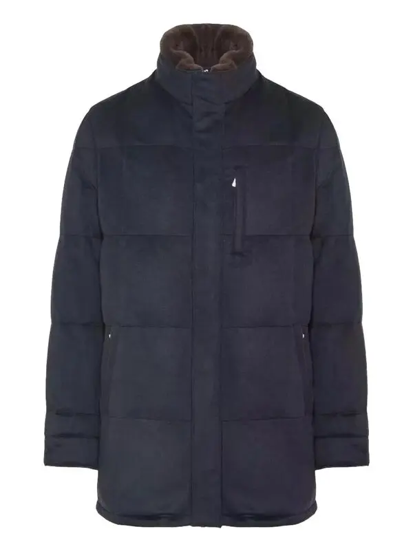 MANDELLI Padded Shearling-trim Coat - Blue