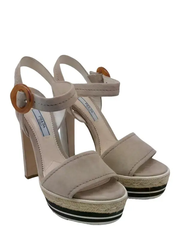 Prada Buckled Ankle Strap Platform Sandals - Neutrals
