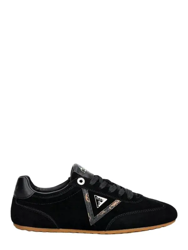 Guess Suede Logo-patch Sneakers - Black