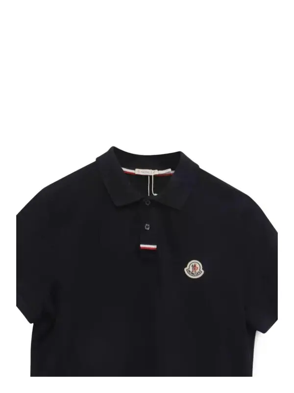 Moncler 2020s Logo Patch Piqué Polo Shirt - Blue