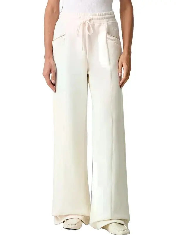 Guess Drawstring Wide-leg Track Pants - Neutrals