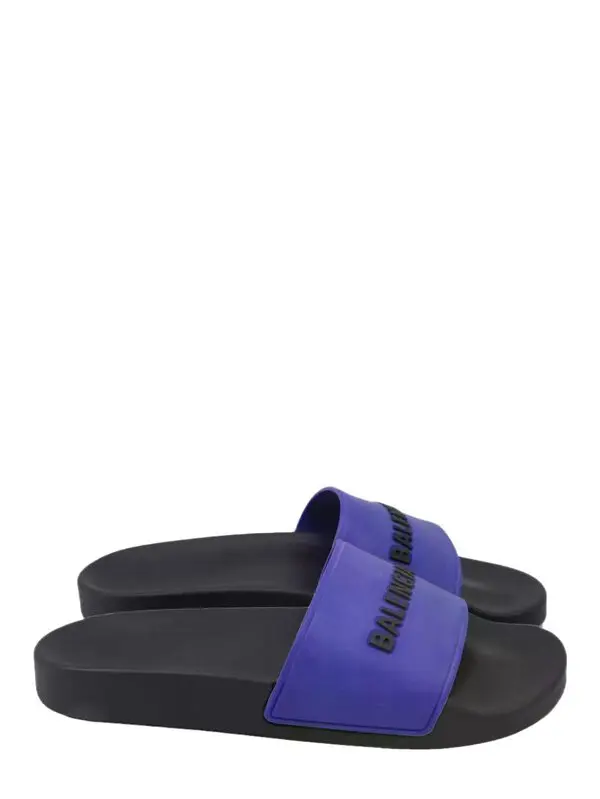 Balenciaga Embossed Logo Pool Slides - Blue