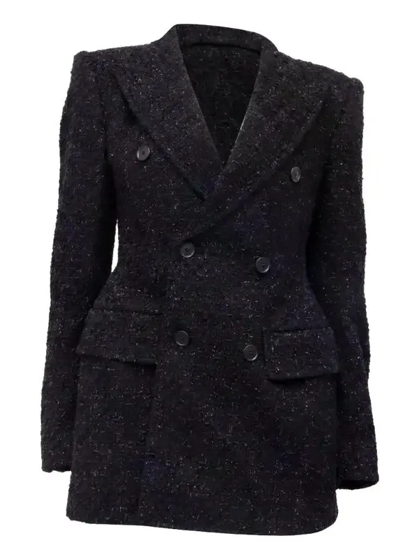Balenciaga Hourglass Tweed Blazer - Black