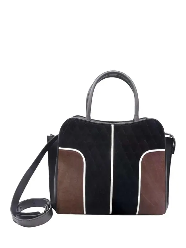 TOD'S Sella Quilted Satchel Bag - Black