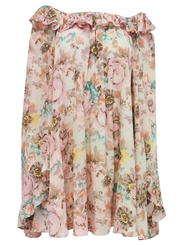 Chloé Ruffled Floral-print Off-the-shoulder Dress - Pink