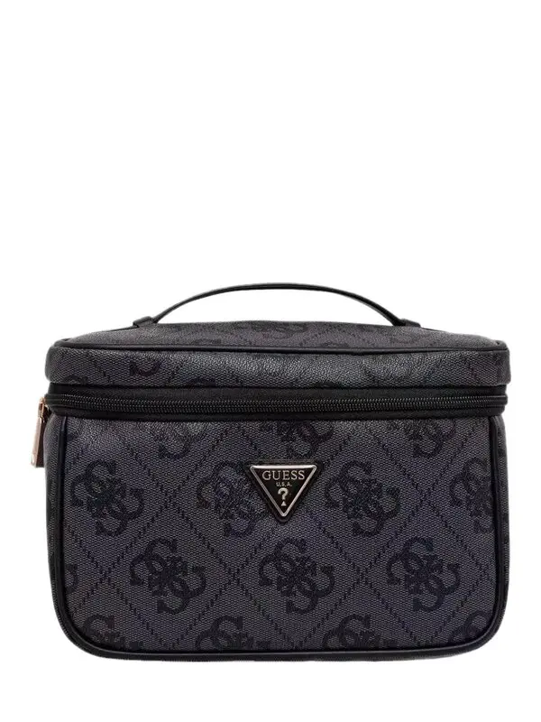 Guess Logo Print Vanity Case With Top Handle - Black