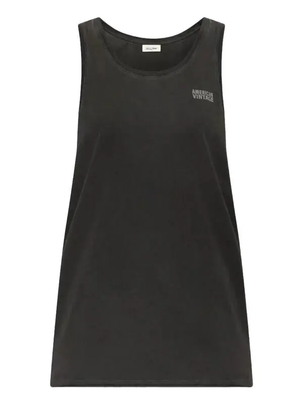 American Vintage Logo Print Racerback Tank Top - Black