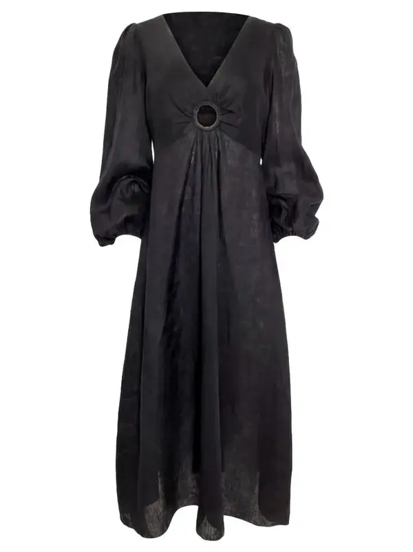 Zimmermann Ring-detail Balloon Sleeve Midi Dress - Black
