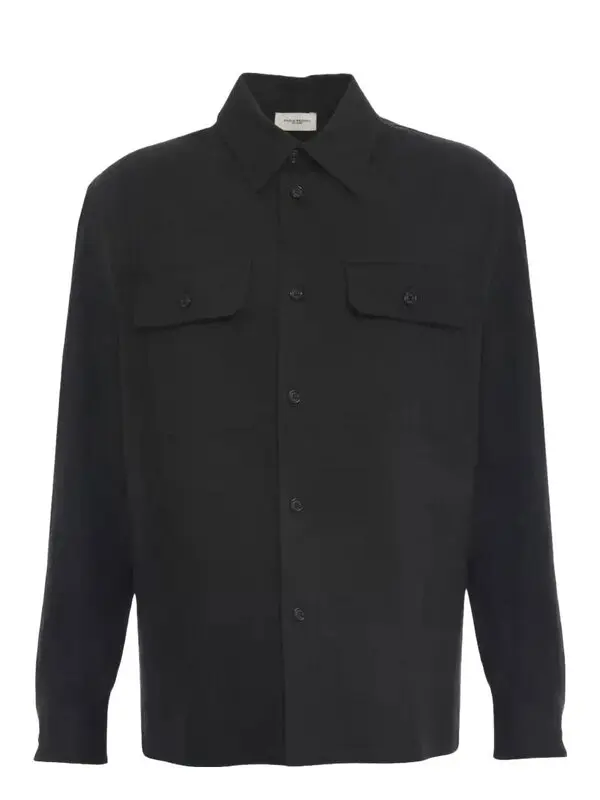 PAOLO PECORA Button-flap Pocket Shirt - Black