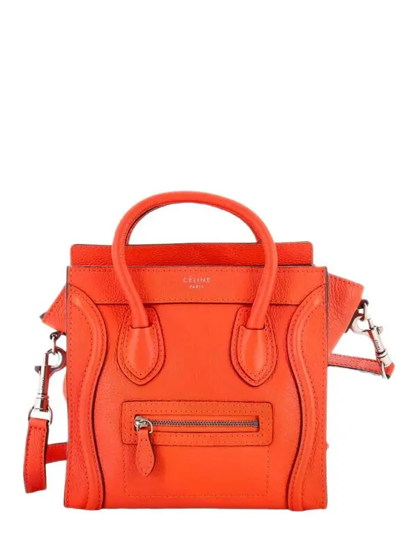 Celine Grainy Leather Luggage Nano Crossbody Bag - Red