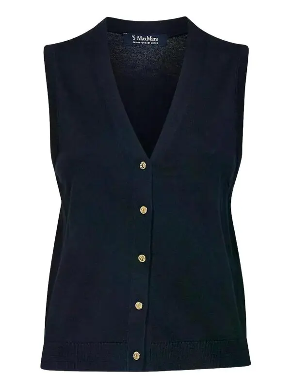Max Mara Jewel Button V-neck Sweater - Blue