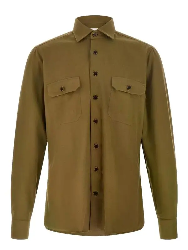 BORRIELLO NAPOLI Long-sleeves Cotton Shirt - Green