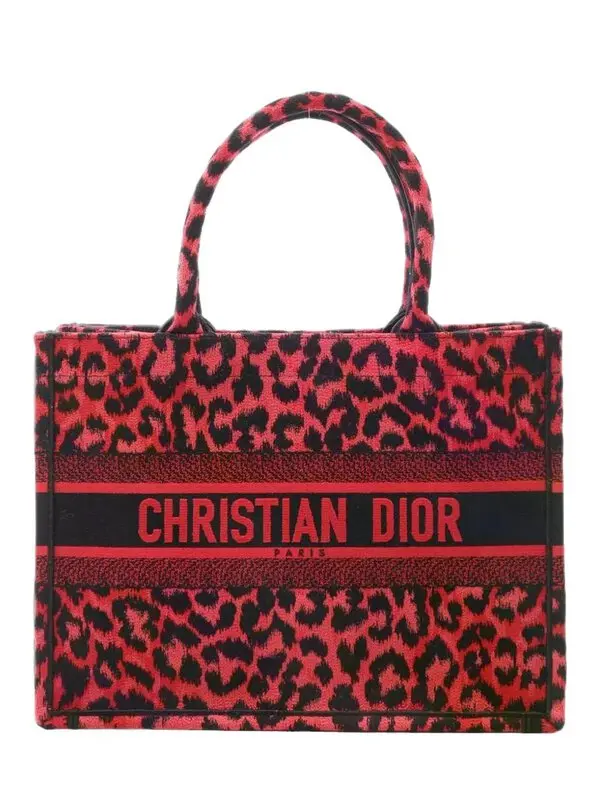 Dior Medium Book Leopard-print Tote Bag - Red