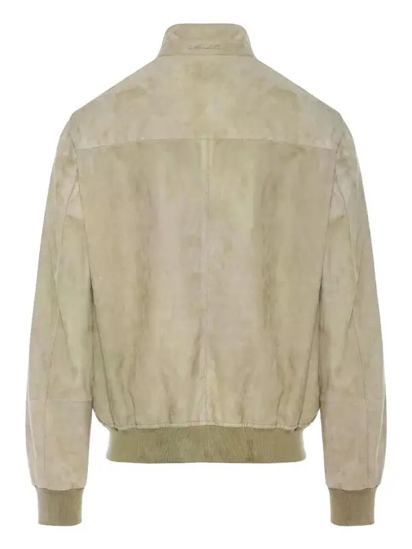 MANDELLI Suede Finish Zip-up Jacket - Neutrals