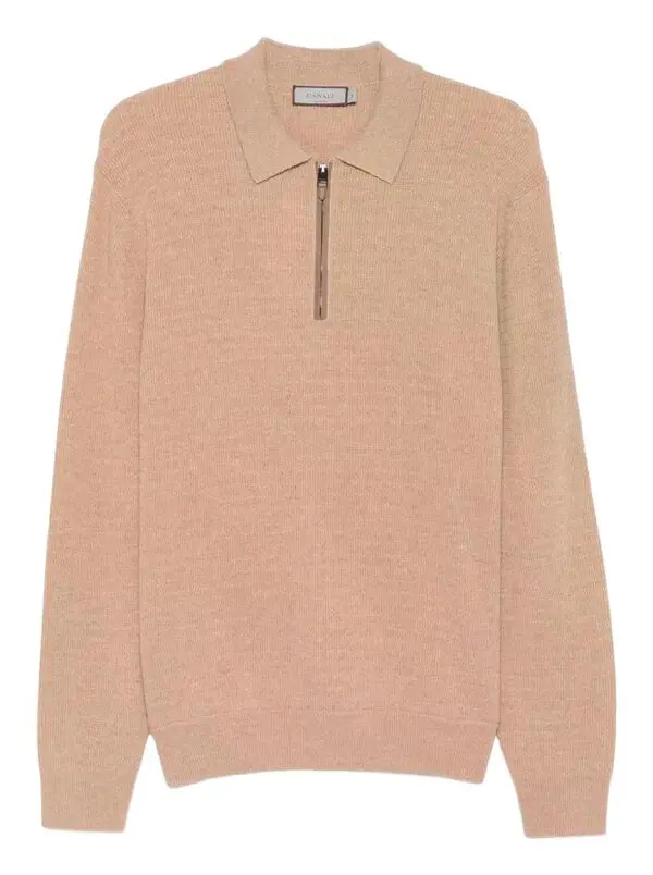 Canali Half-zip Fine-knit Polo Shirt - Neutrals