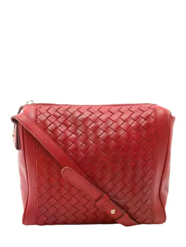 Bottega Veneta 2000s Intrecciato Shoulder Bag - Red