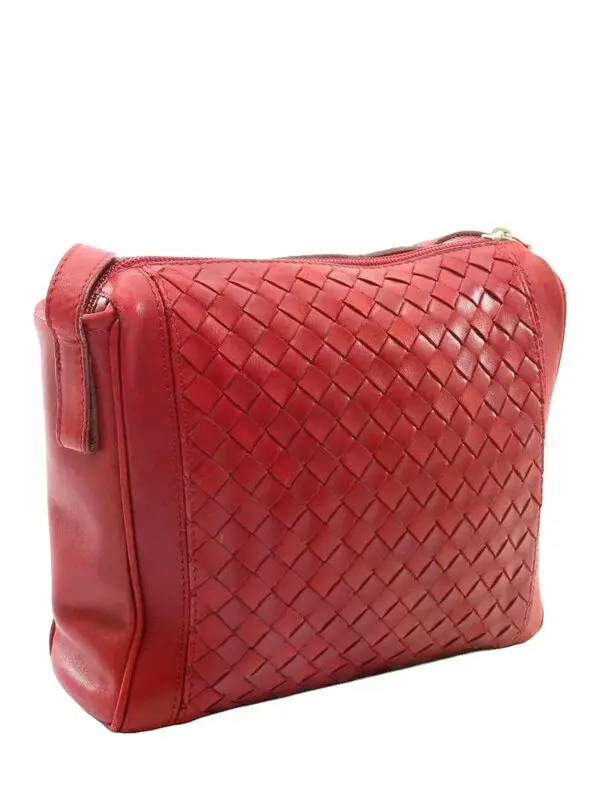 Bottega Veneta 2000s Intrecciato Shoulder Bag - Red
