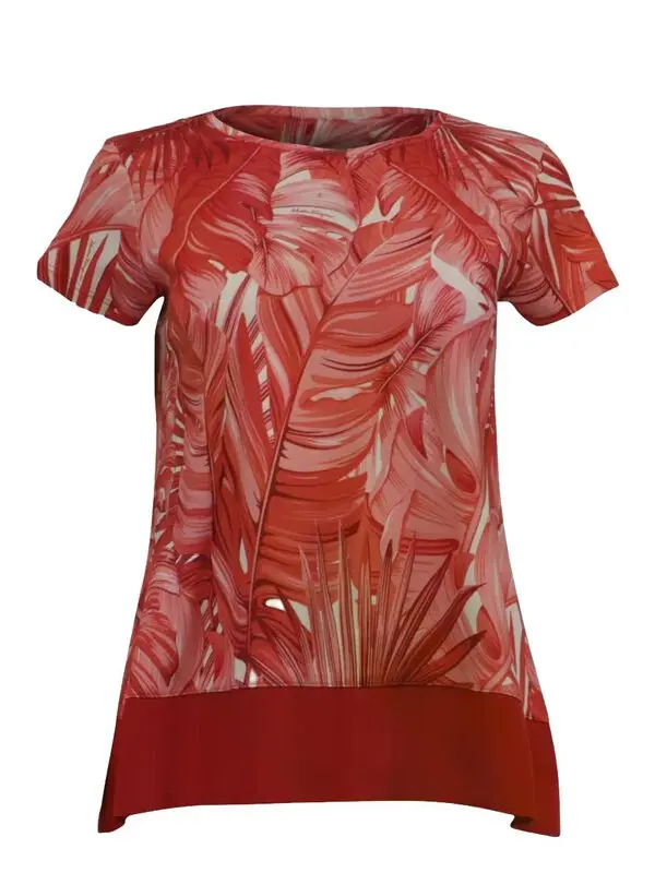 FERRAGAMO Tropical Print T-shirt - Red