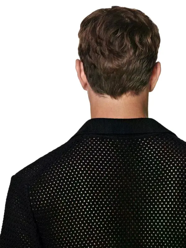 A PAPER KID Knitted Open-knit Shirt - Black