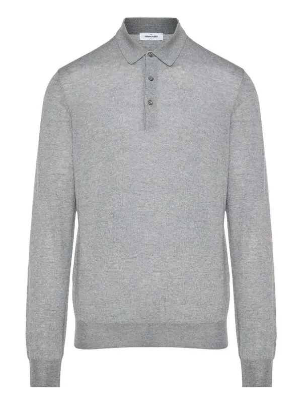 GRAN SASSO Long-sleeve Knitted Polo Shirt - Grey