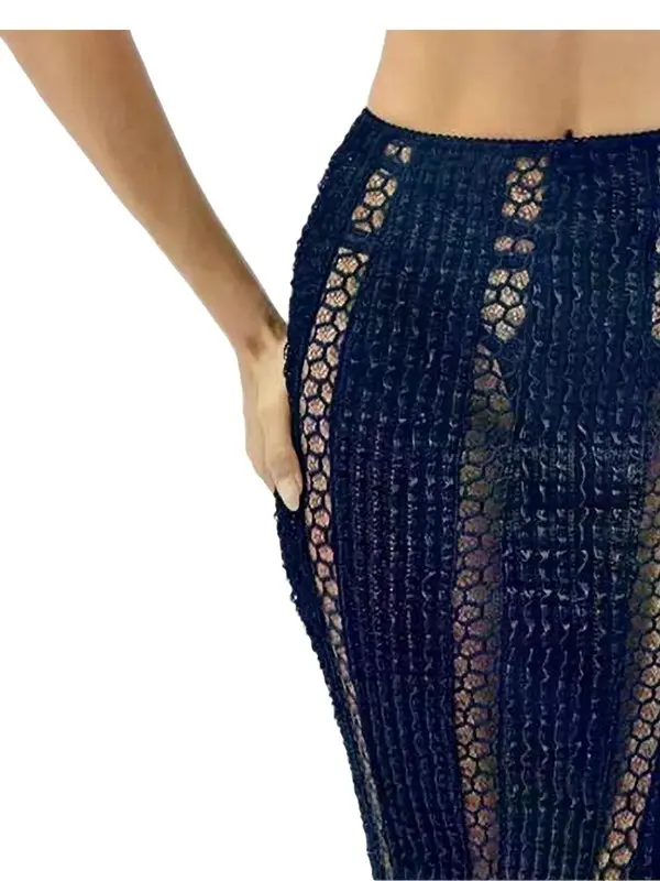 GOD SAVE QUEENS Pandora Sheer-knit Midi Skirt - Black