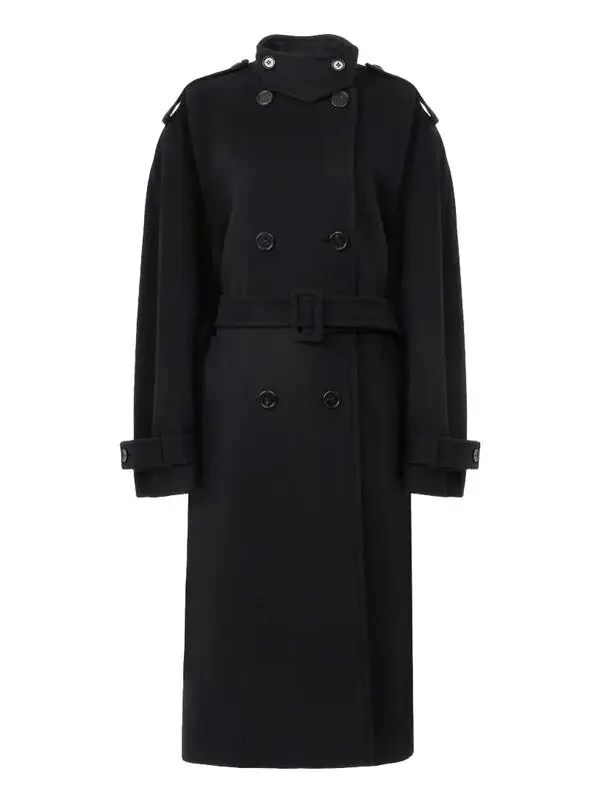 Chloé Belted Double-breasted Coat - Black