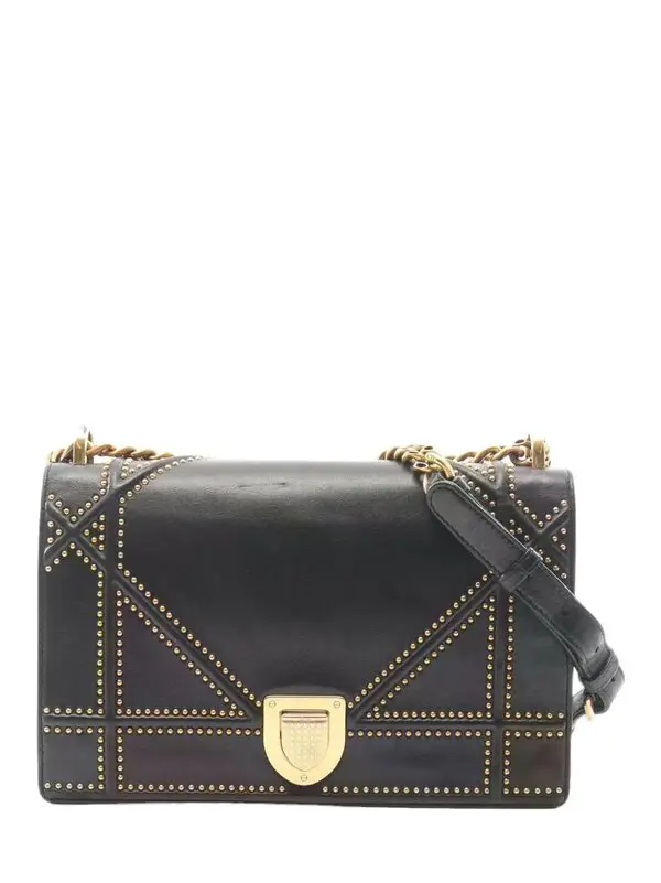 Dior 2000s Diorama Studded Shoulder Bag - Black