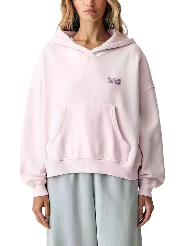 American Vintage Logo Print Hoodie - Pink