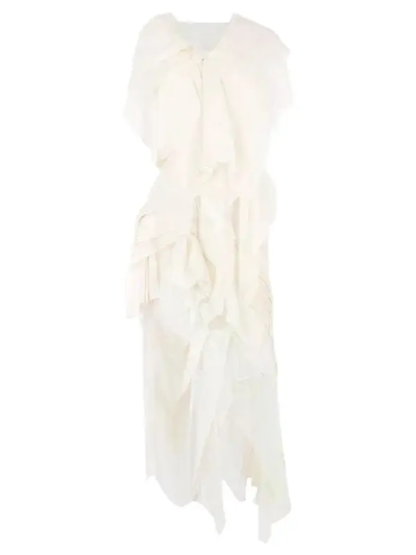 Yohji Yamamoto Beige Pleated Draped Dress - Neutrals