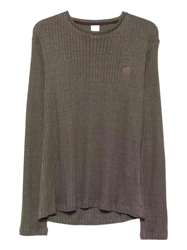 RANRA Ribbed Embroidered-logo Sweater - Brown