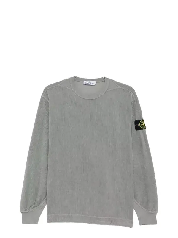Stone Island Logo-patch Corduroy Crewneck Sweatshirt - Grey