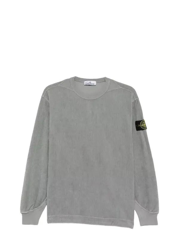 Stone Island Logo-patch Corduroy Crewneck Sweatshirt - Grey