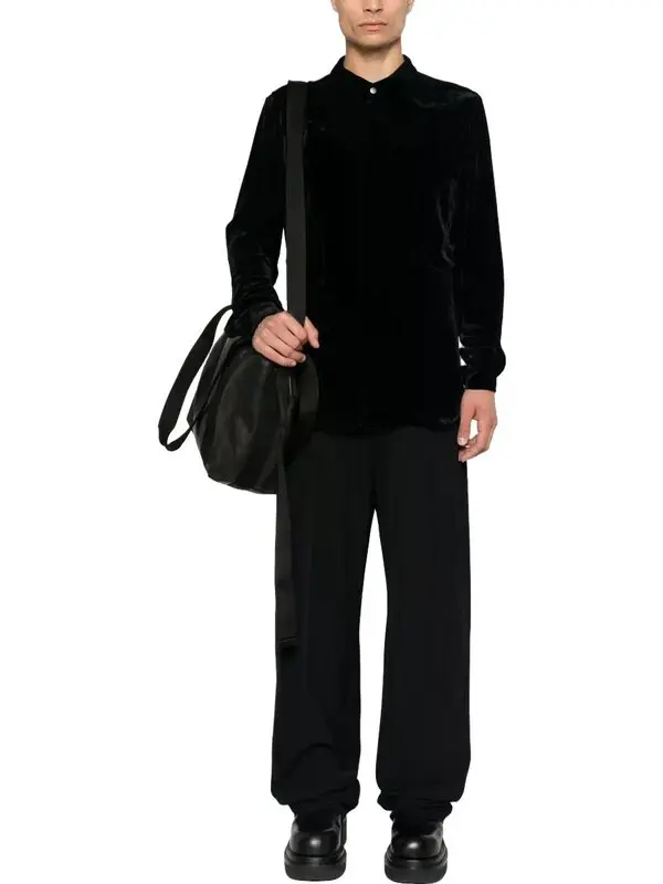 Rick Owens Velvet Webbing-detail Shirt - Black