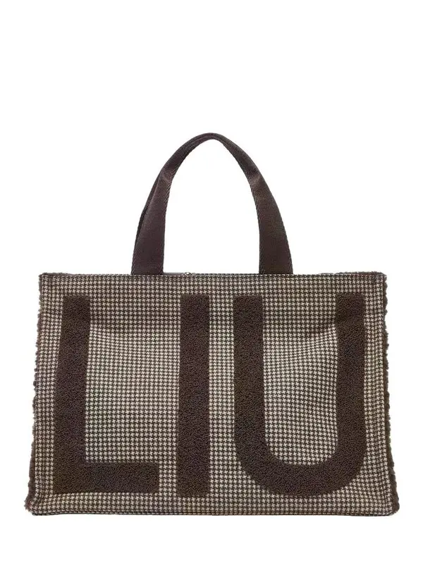 Liu Jo Large Check Fabric Tote Bag - Brown