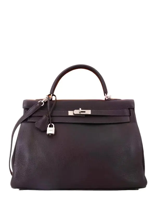 Hermès Kelly Handbag In Togo Leather With Brushed Palladium Hardware - Brown