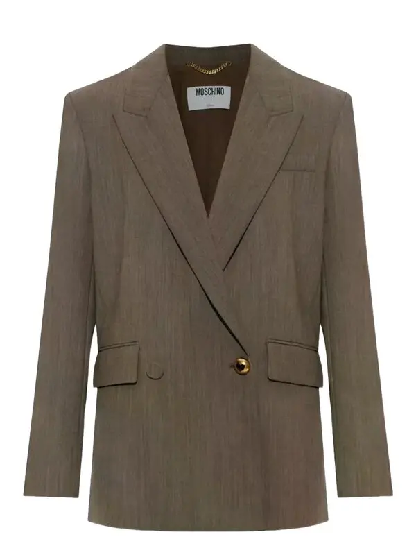 Moschino Double-breasted Blazer With Heart-detail Buttons - Brown