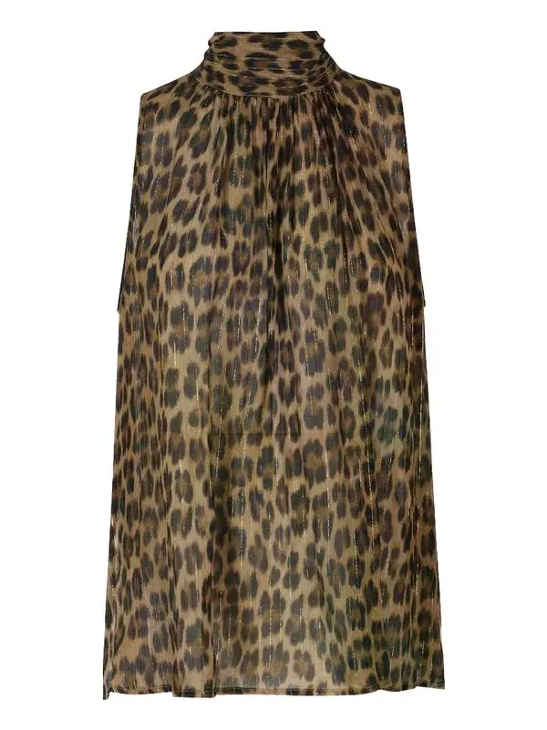 SEMICOUTURE Dulcie Leopard-print Pussy-bow Top - Neutrals