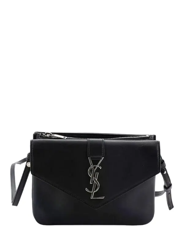 Saint Laurent Classic Monogram Tri-pocket Leather Crossbody Bag - Black