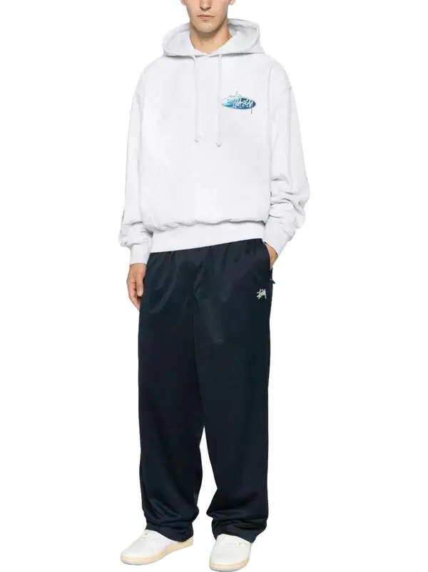 StÜssy Embroidered Logo Mesh Wide Leg Track Pants - Blue