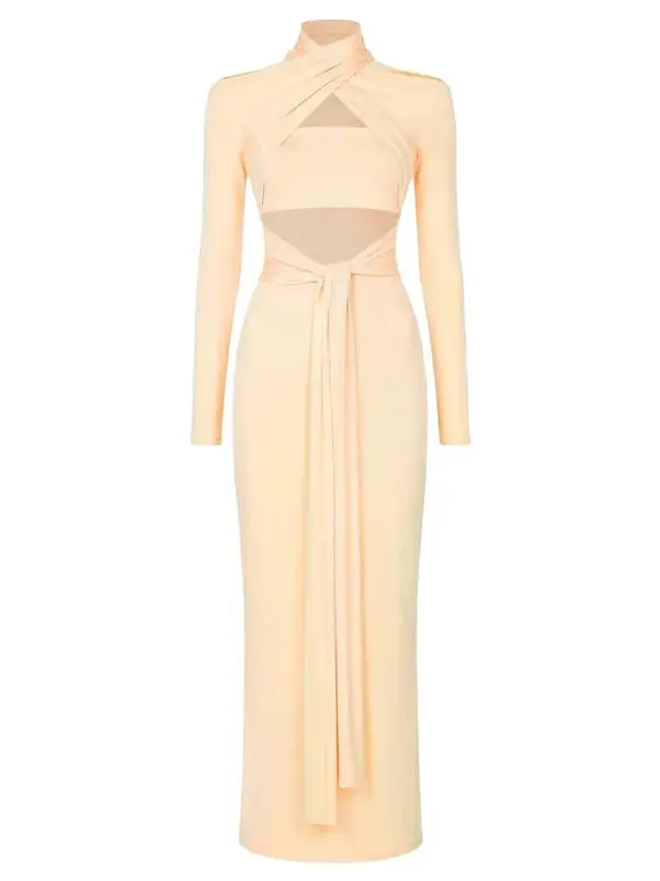 Lapointe Cutout Knotted Gown Maxi Dress - Orange