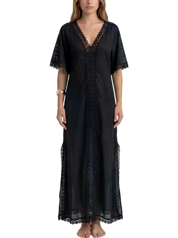 Charo Ruiz Ibiza Saena Lace-trim Maxi Tunic Dress - Black