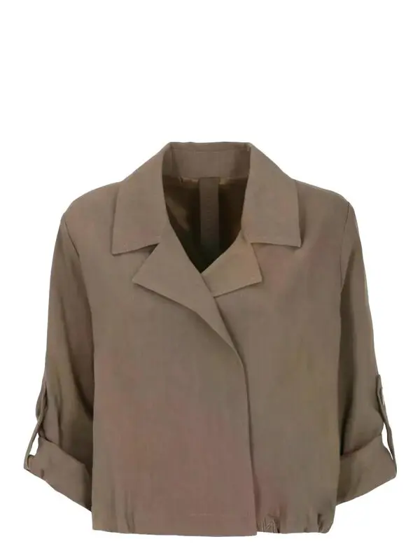 Marella Cropped Jacket With Roll-up Sleeves - Brown