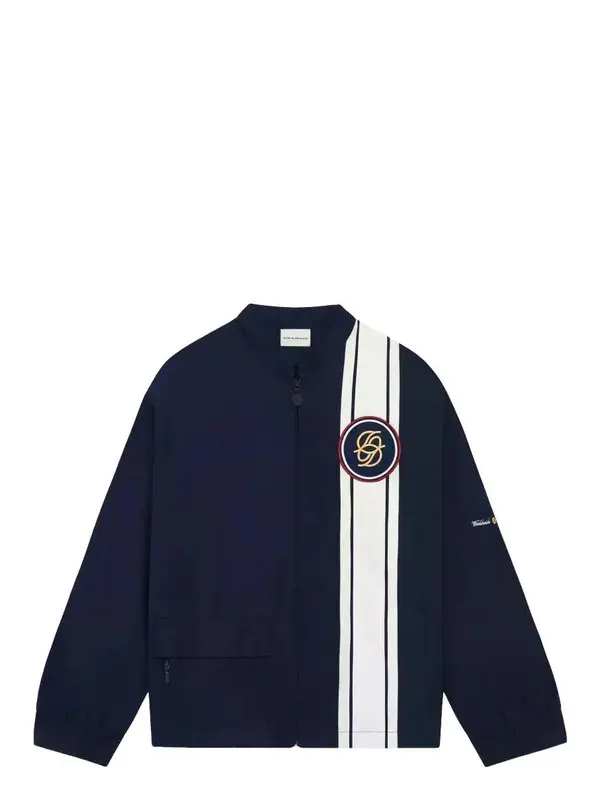 Drole De Monsieur Striped Logo Patch Zip-up Jacket - Blue