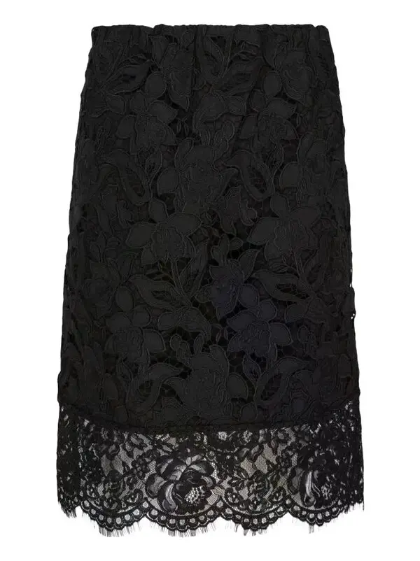 N°21 Floral Lace Pencil Skirt - Black