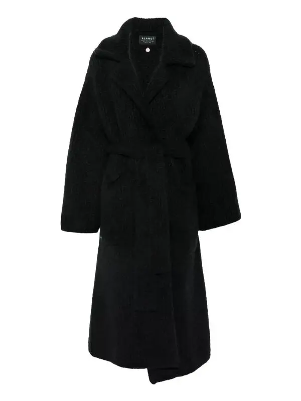 Alanui Ribbed Knit Belted Coat - Black