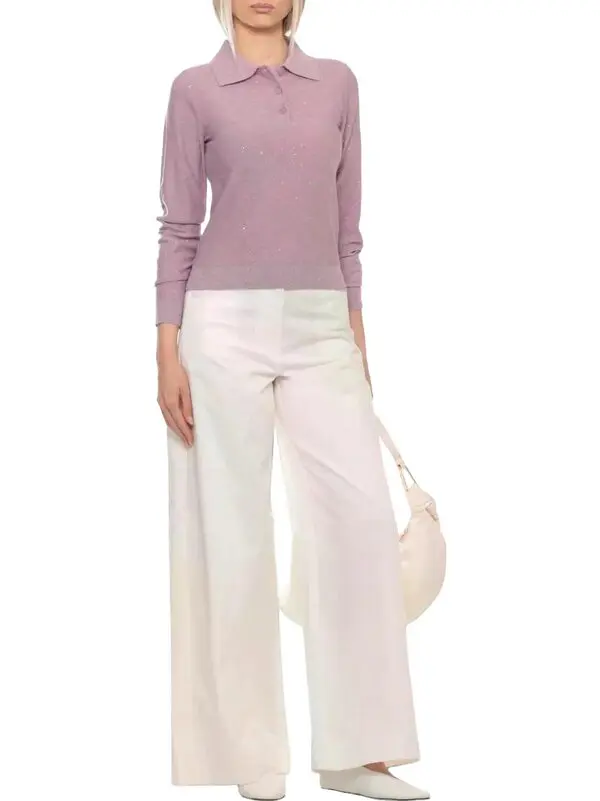 EMME Emmabate Sequin-embellished Polo Top - Purple