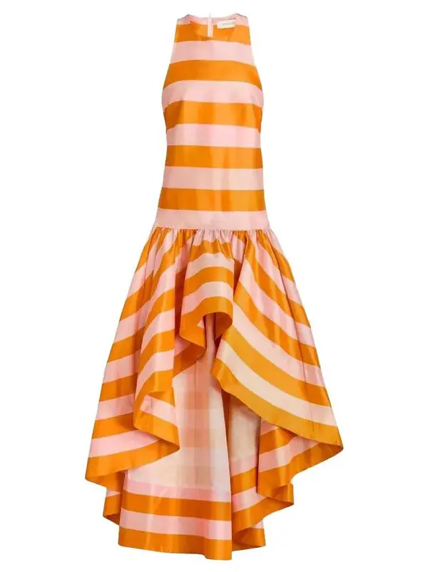 Zimmermann Asymmetrical Striped Silk-shantung Dress - Orange