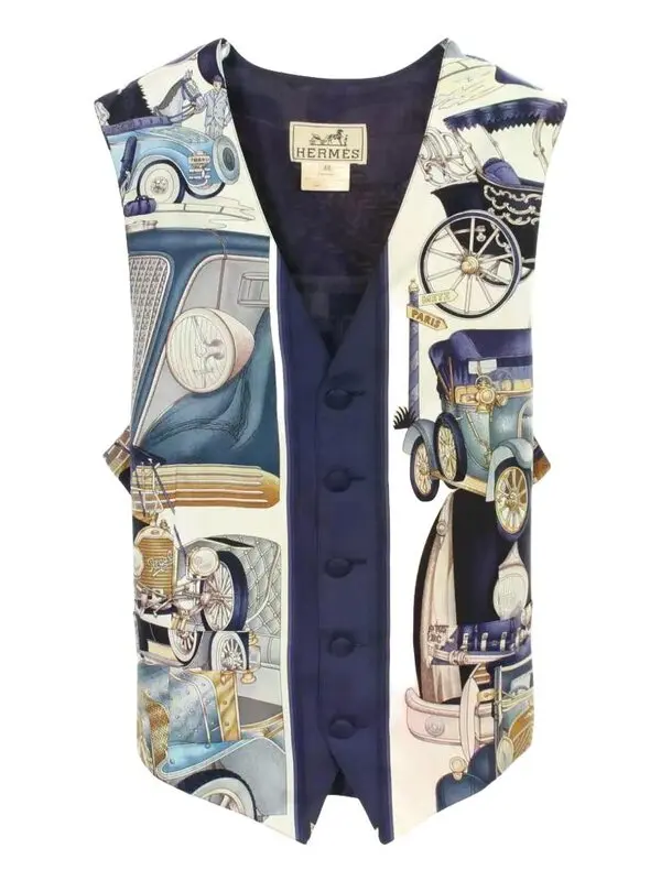 Hermès Automobile Print Waistcoat - Blue
