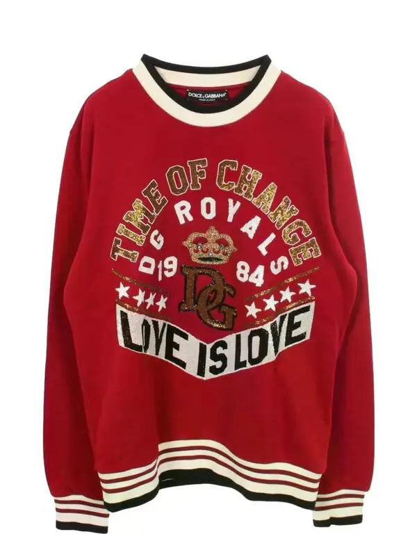 Dolce & Gabbana Crew Neck Long Sleeve Sweater - Red
